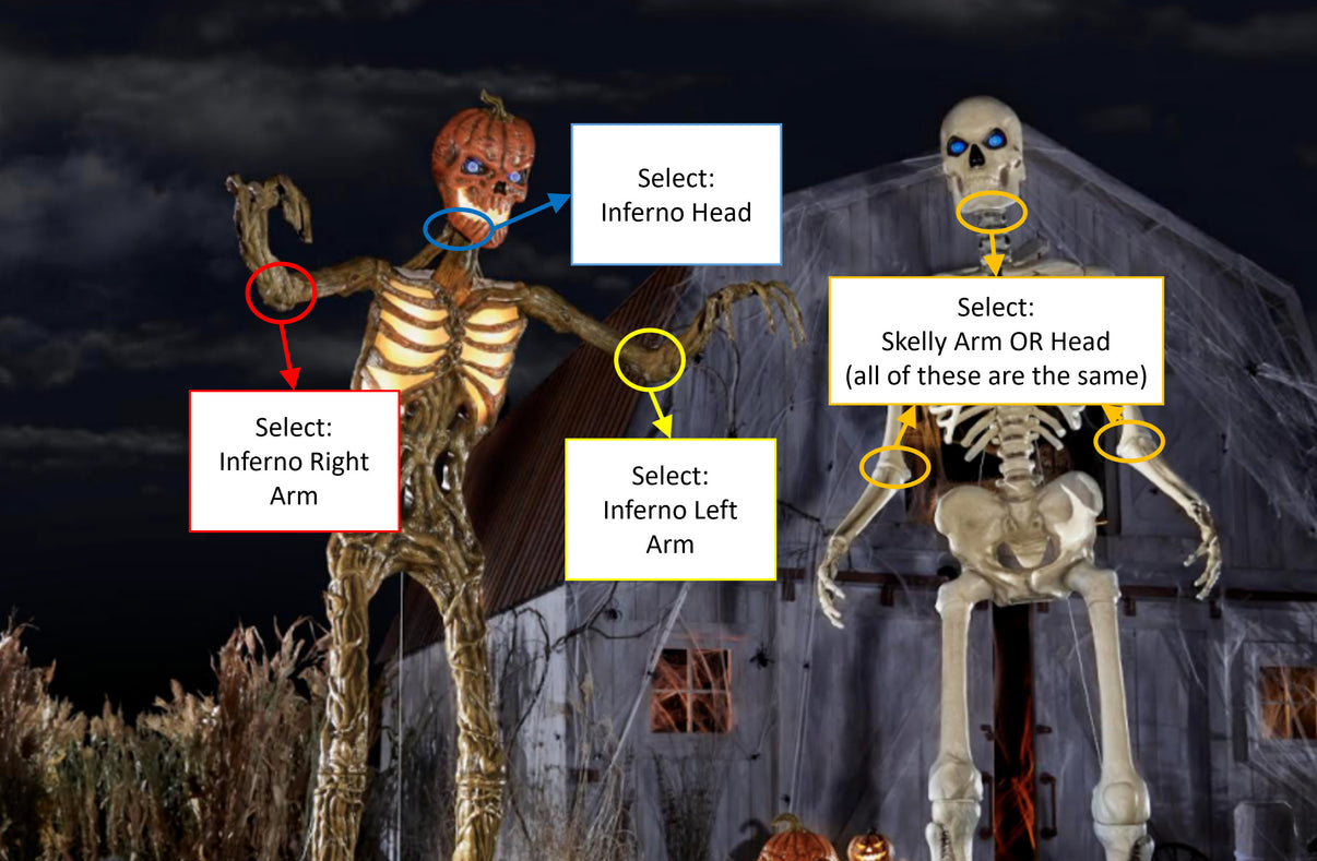 12 foot Home Depot Skeleton (Skelly) Replacement Elbow / Neck Parts ...